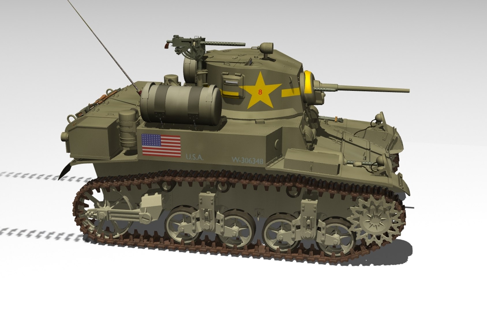 3d model light tank m3a1 stuart