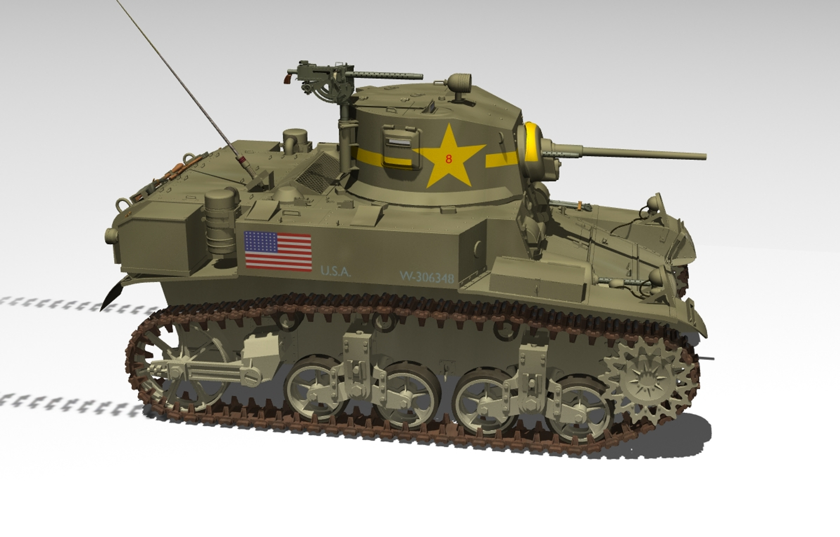 3d model light tank m3a1 stuart