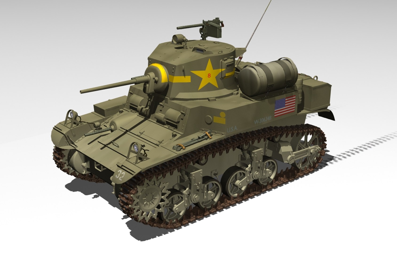 3d model light tank m3a1 stuart
