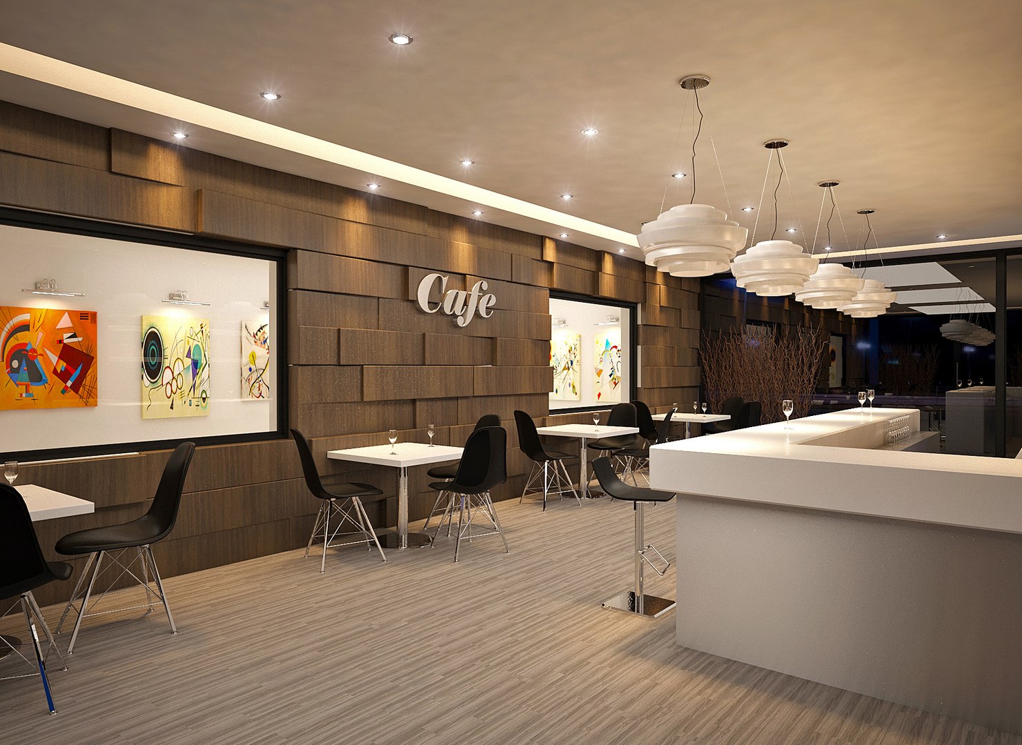 3d Cafe Interior Model