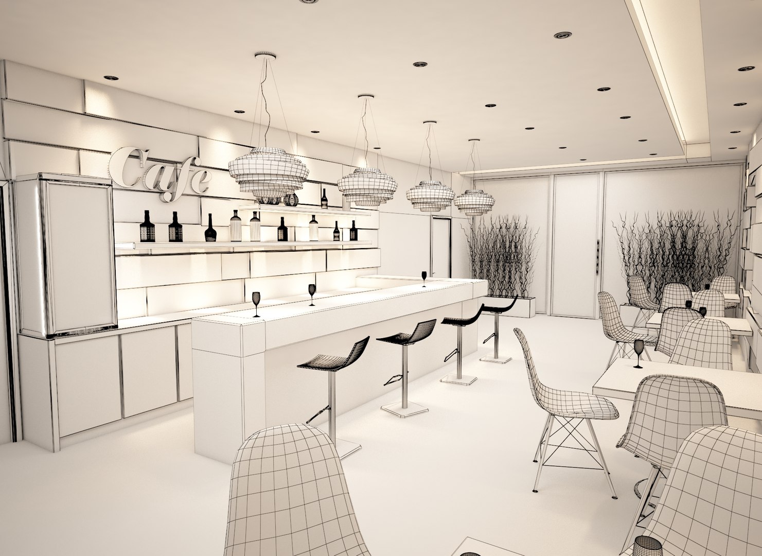 3d Cafe Interior Model
