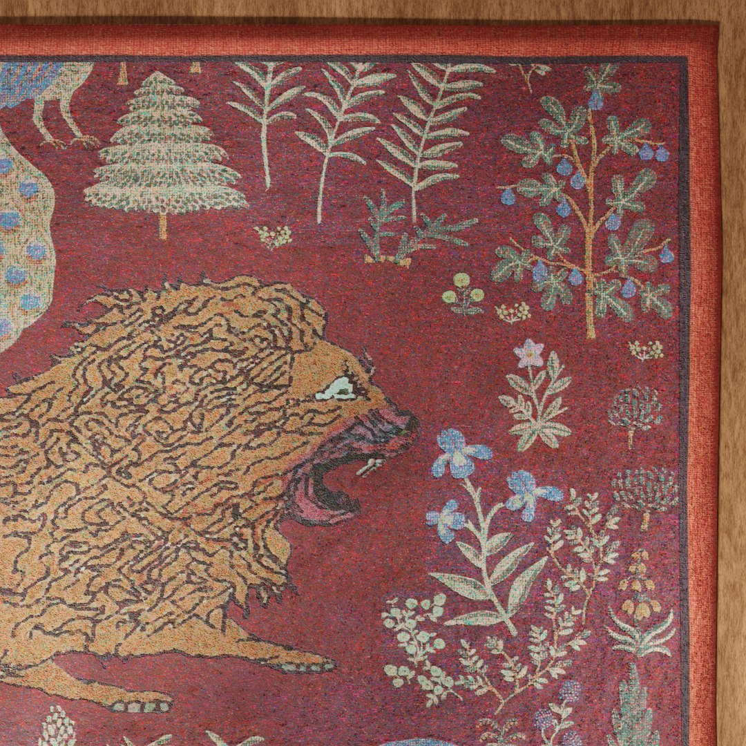 3D Vintage Red Lion Rug Carpet - TurboSquid 2133971