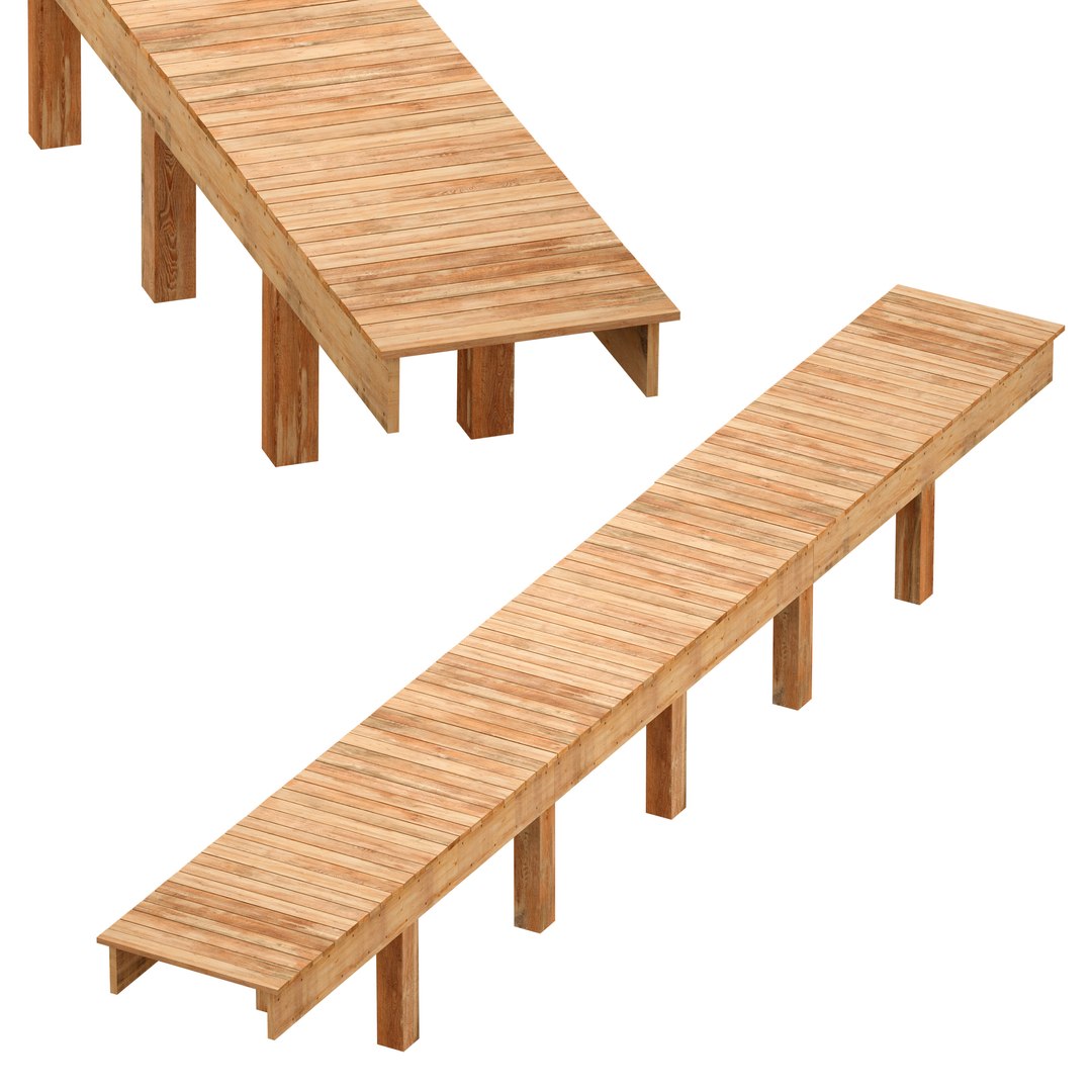 3D Wooden Board Bridge Across The River Model - TurboSquid 2026547