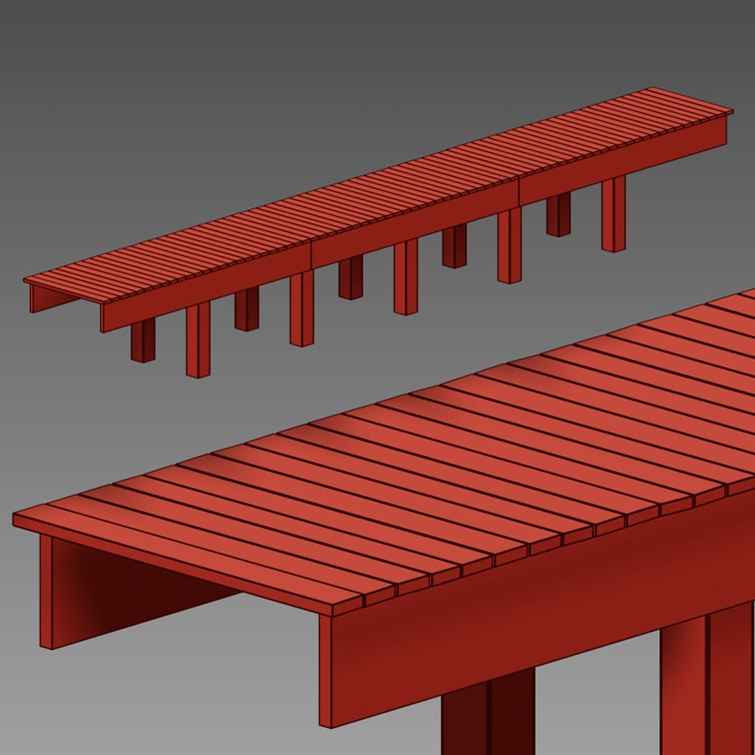 3D Wooden Board Bridge Across The River Model - TurboSquid 2026547
