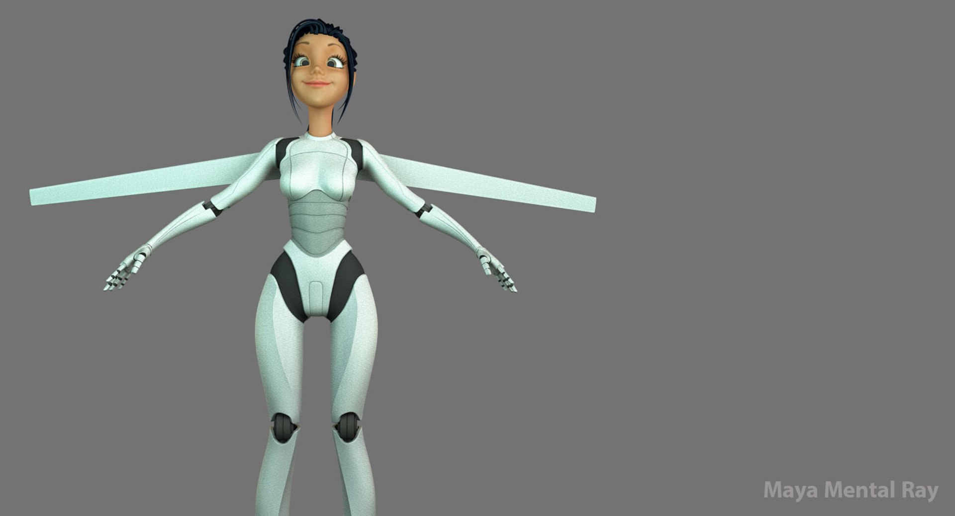 3d cartoon robot girl