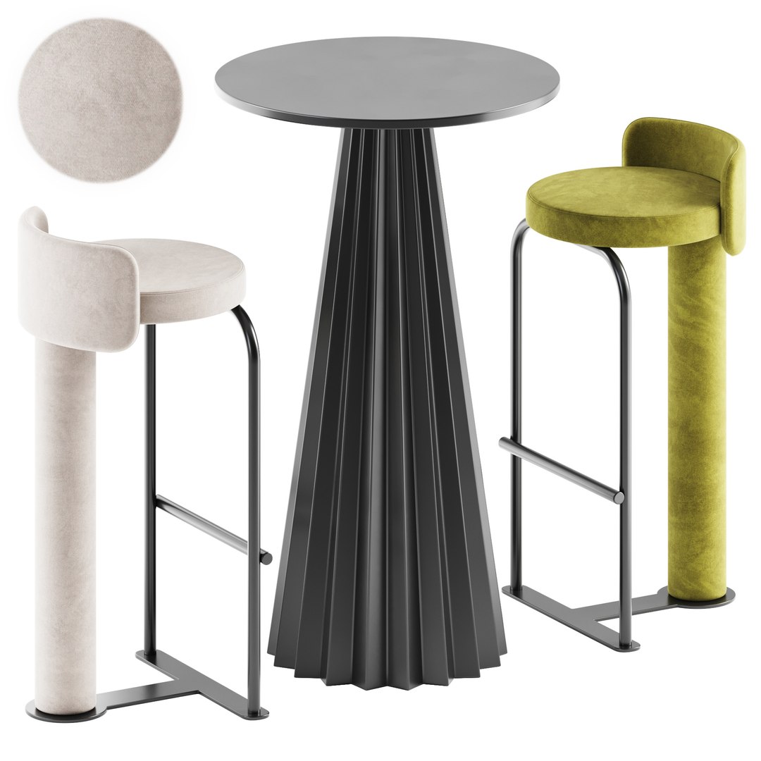 PLISSE High Table by Midj and Fox Counter Bar stool by Woo furniture ...
