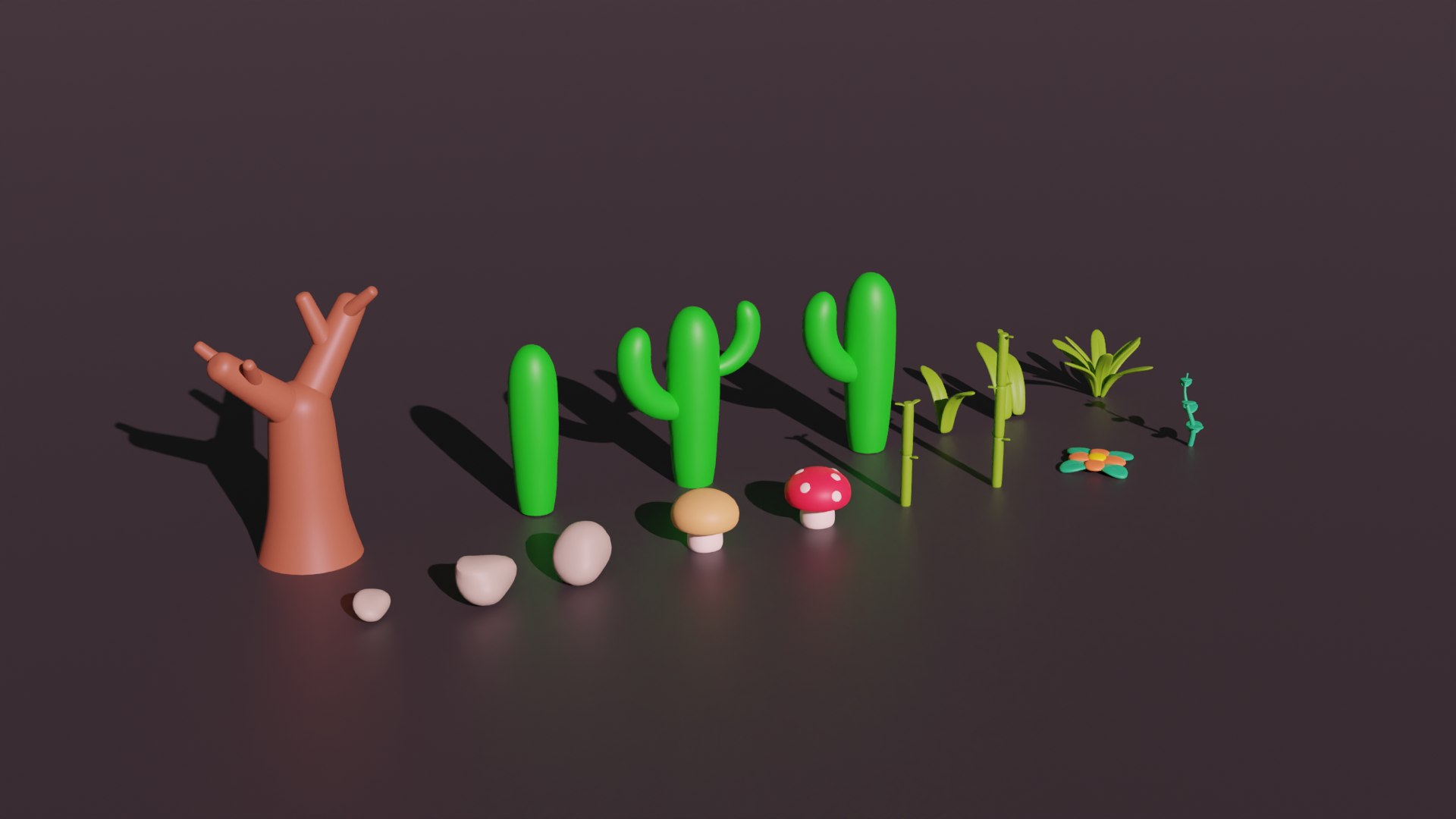 Nature Items Low Poly 3D Model - TurboSquid 2085511