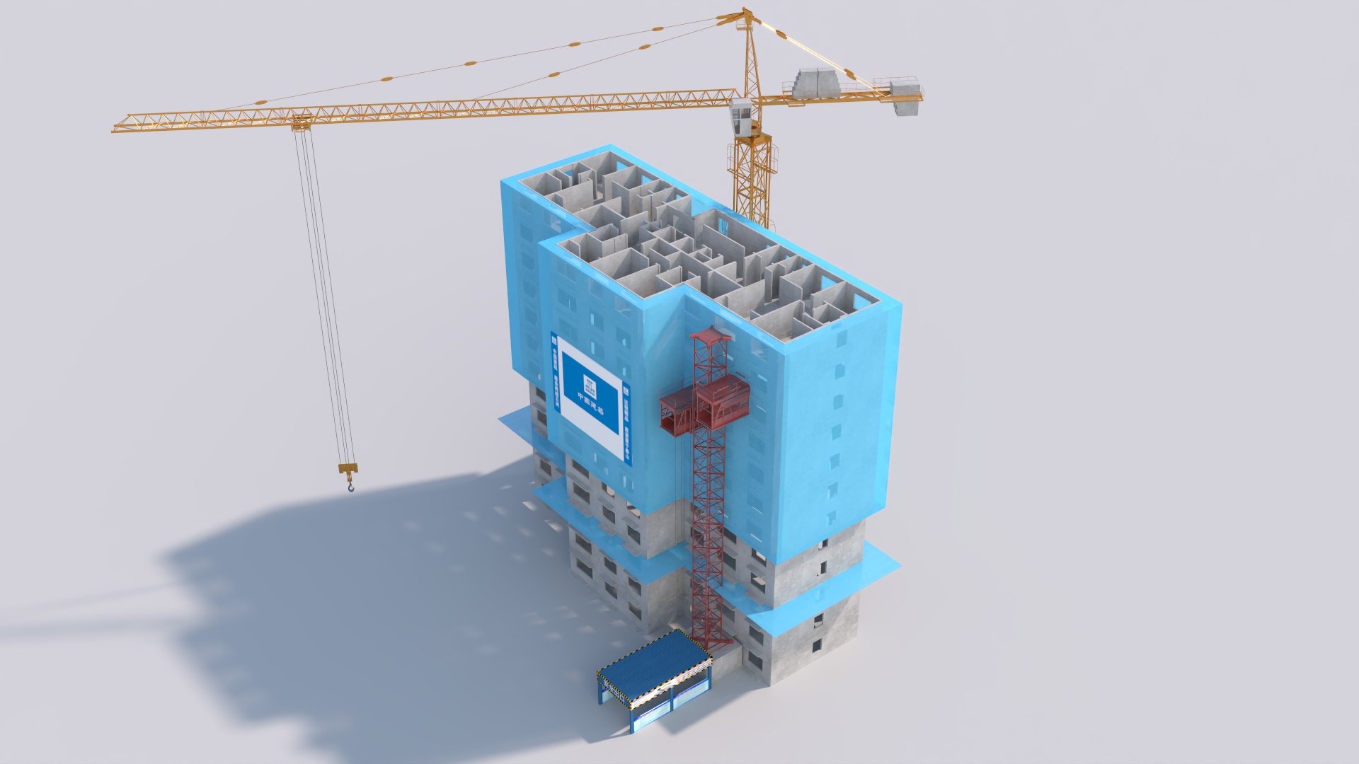 Construction Site Tower Crane 3D Model - TurboSquid 2246385