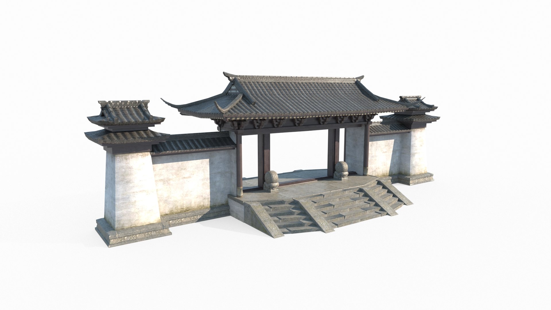 3D Gate Of Ancient Asian Architecture - TurboSquid 2086974