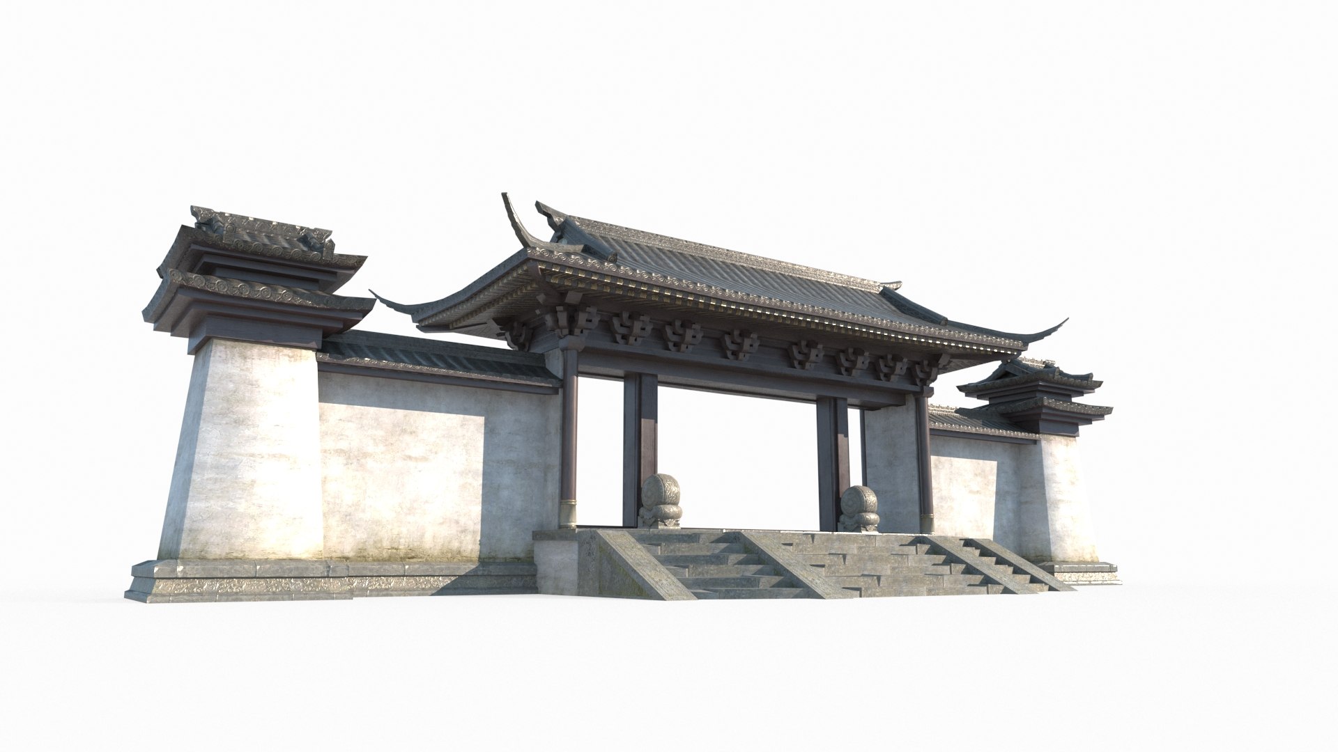 3D Gate Of Ancient Asian Architecture - TurboSquid 2086974