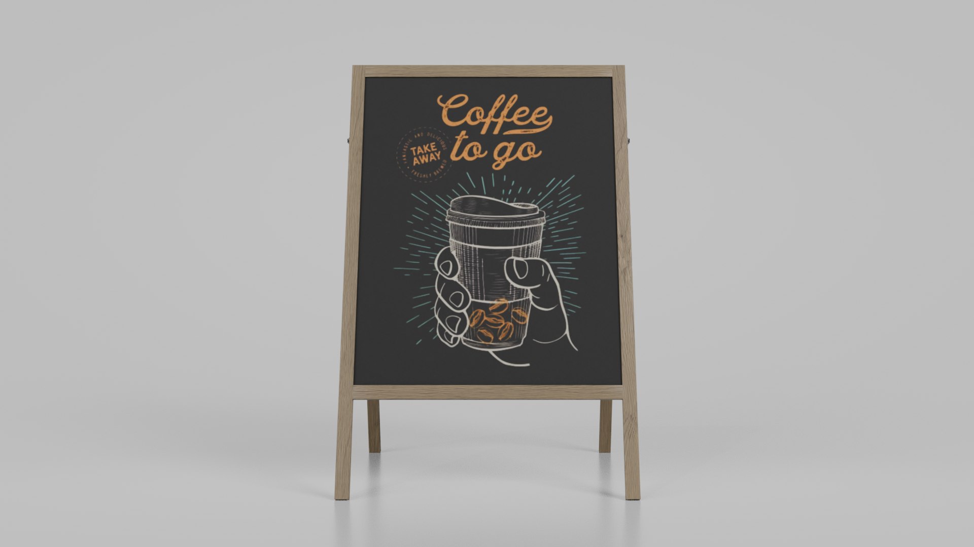 Customizable Wooden A-Frame Wide Chalkboard Sign 3D Model - TurboSquid ...