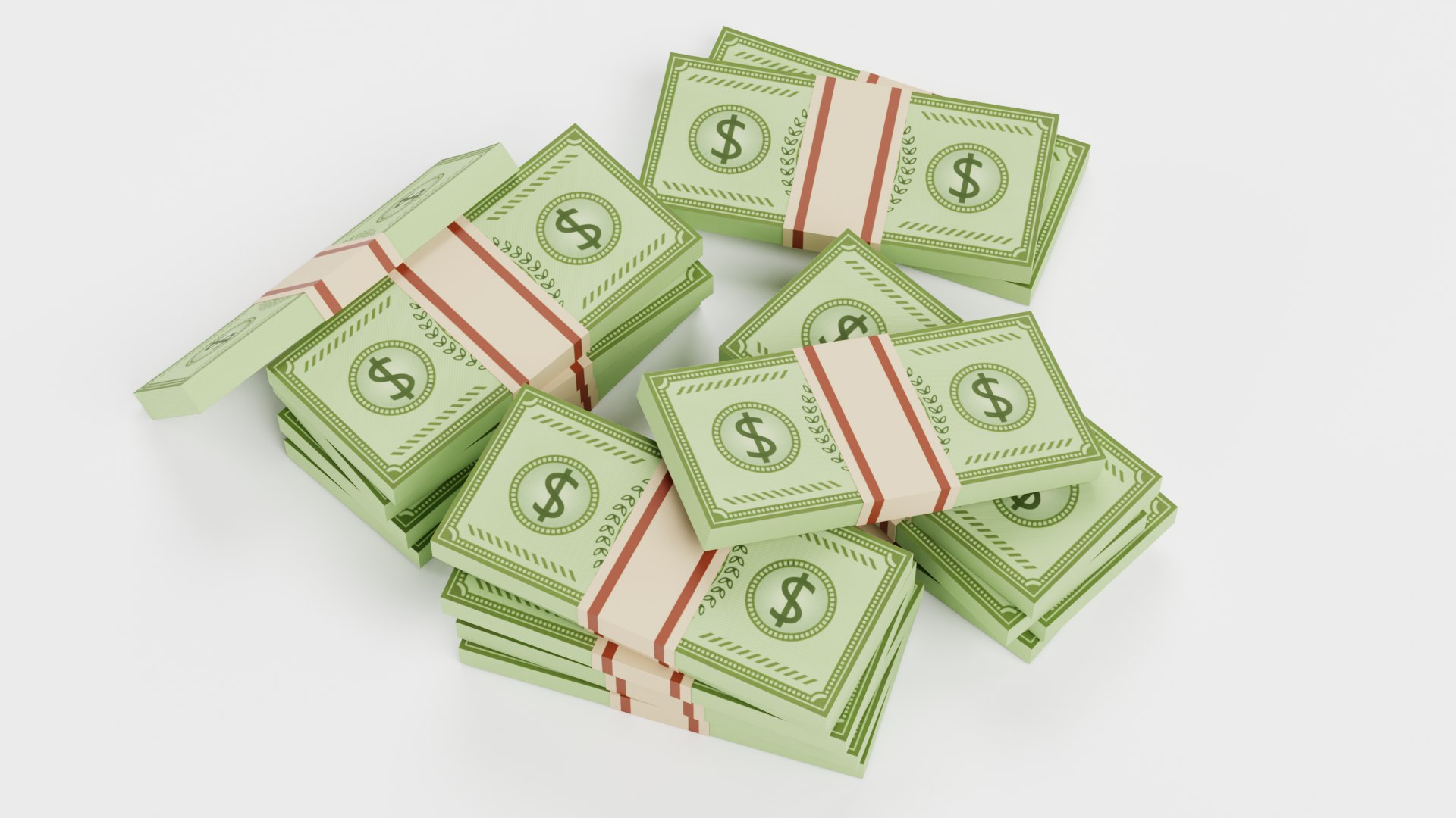 Cartoon Bills - Pile 3D Model - TurboSquid 2268317