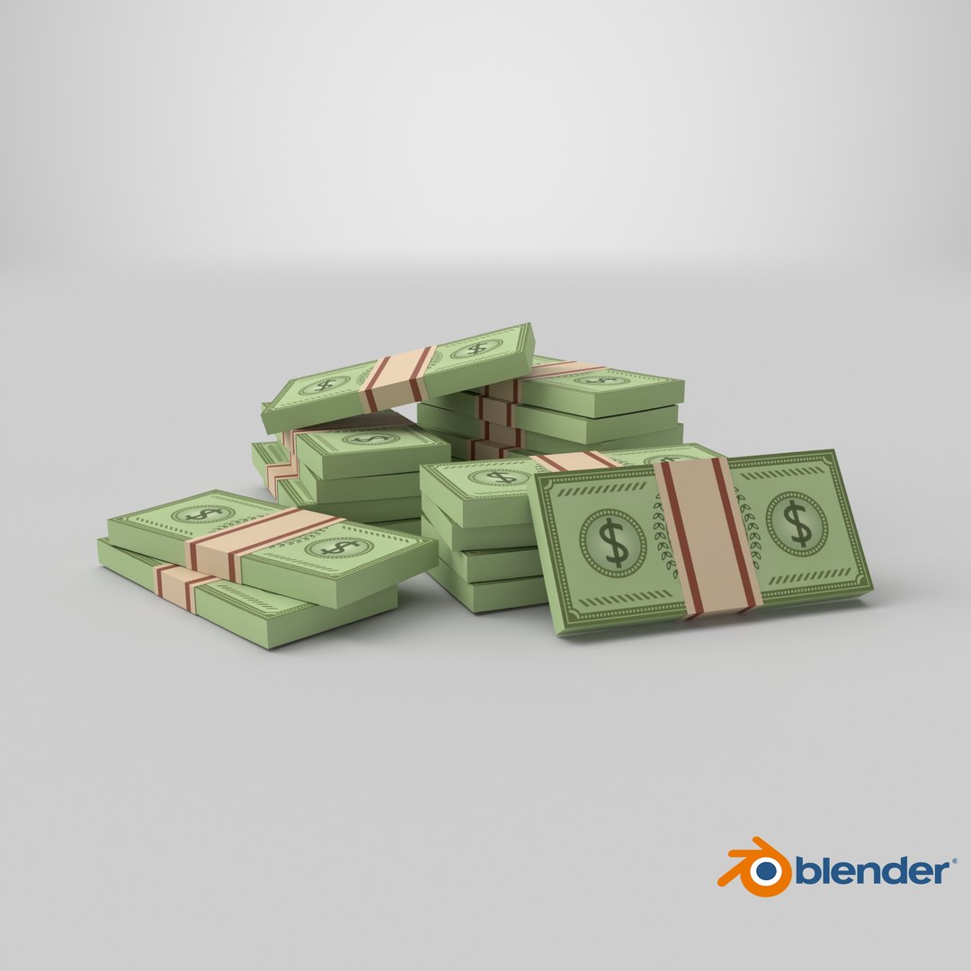 Cartoon Bills - Pile 3D Model - TurboSquid 2268317