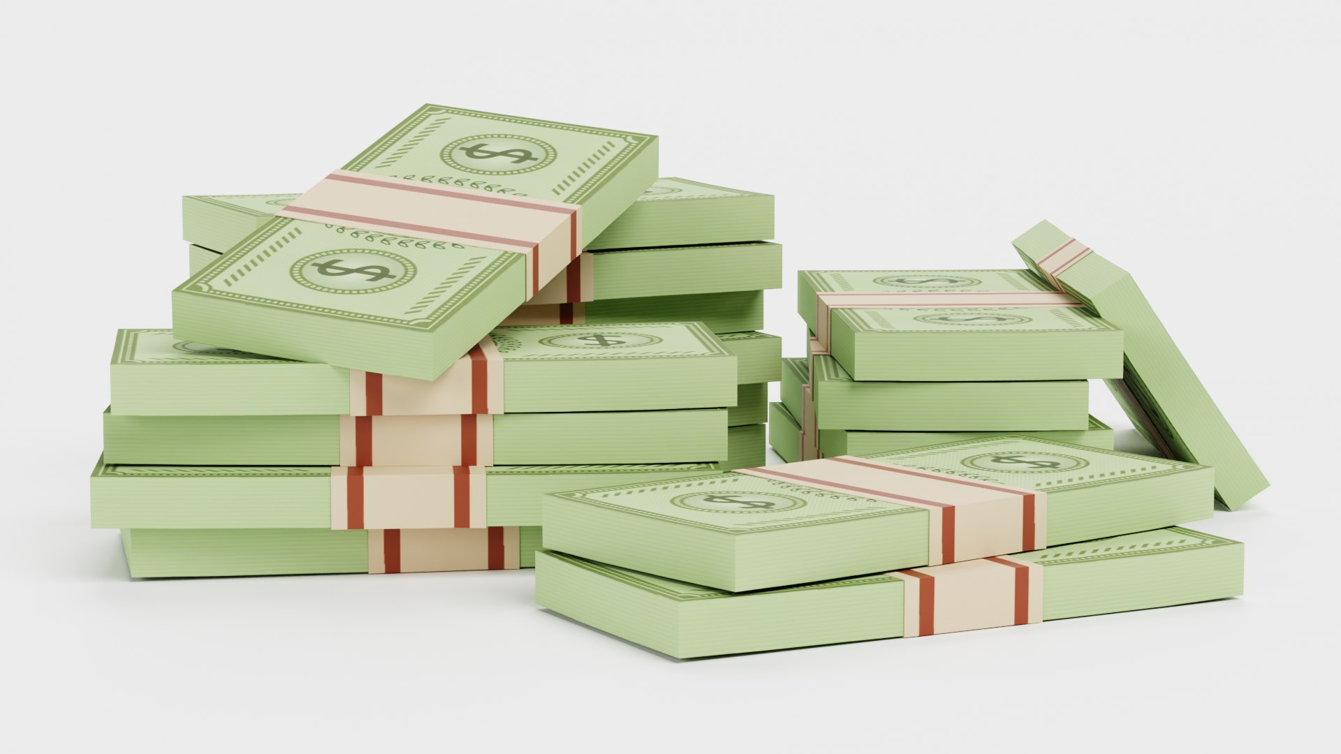 Cartoon Bills - Pile 3D Model - TurboSquid 2268317