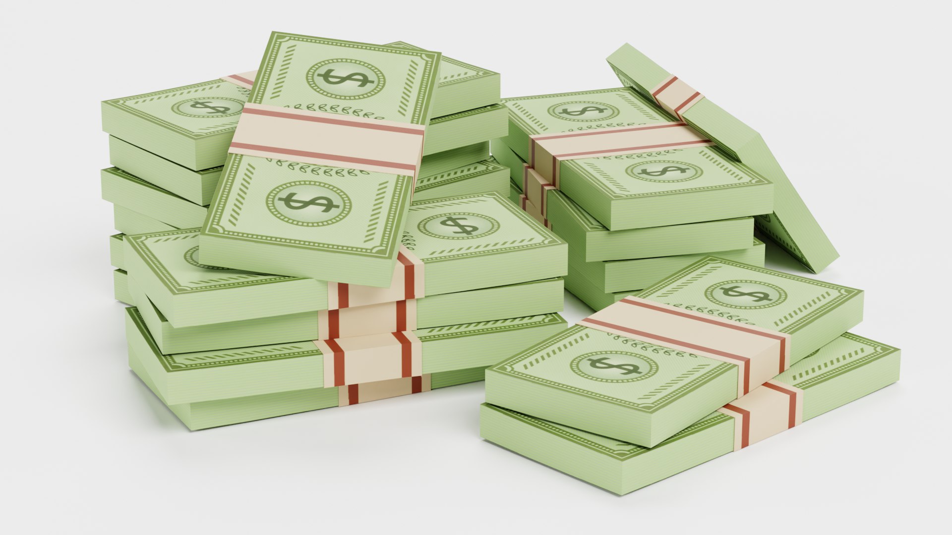 Cartoon Bills - Pile 3D Model - TurboSquid 2268317