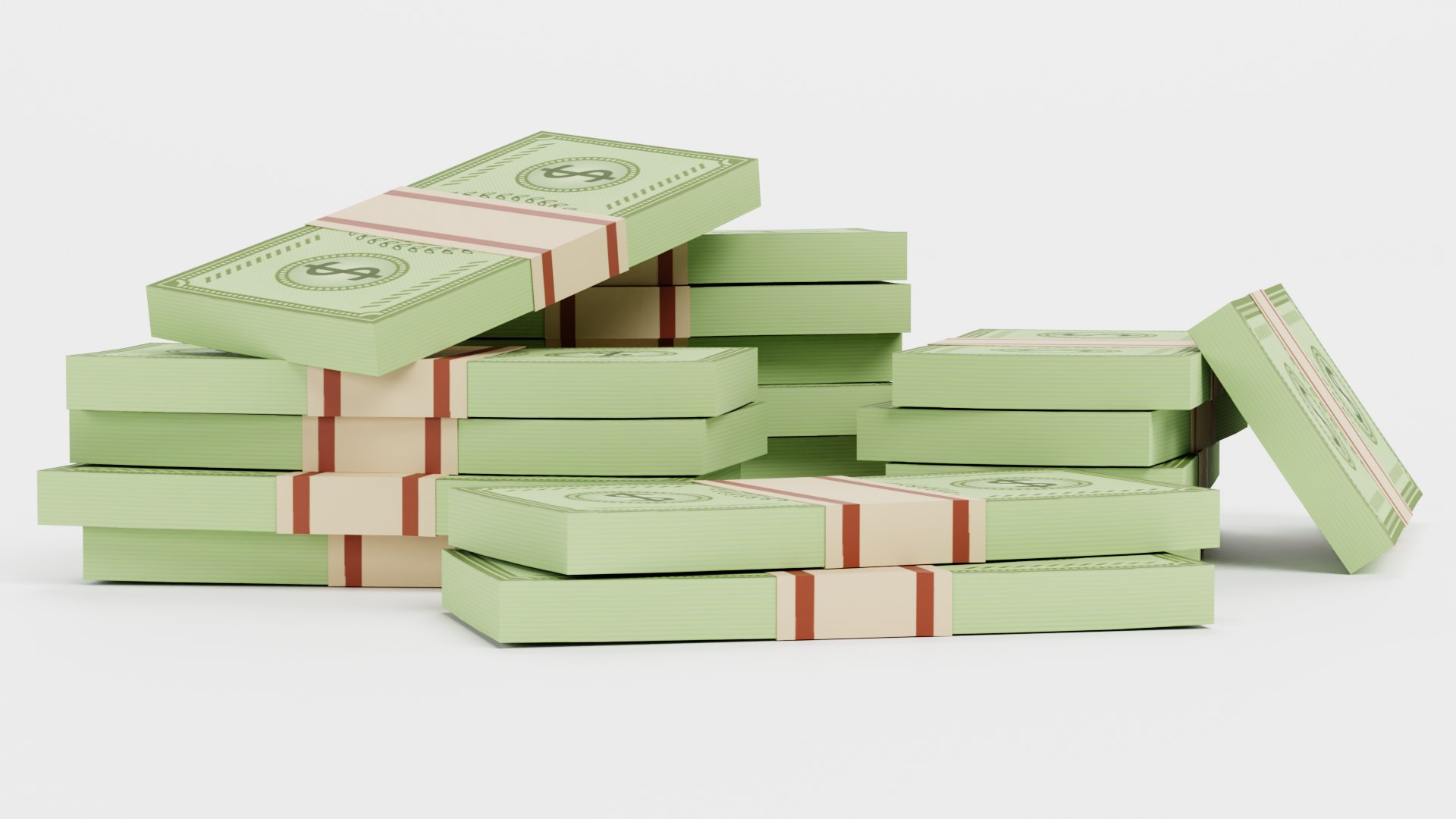 Cartoon Bills - Pile 3D Model - TurboSquid 2268317