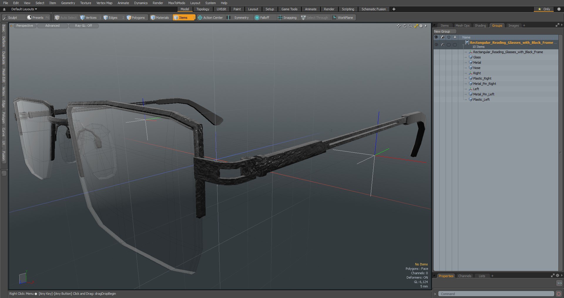 3D Rectangular Reading Glasses with Black Frame - TurboSquid 2146827