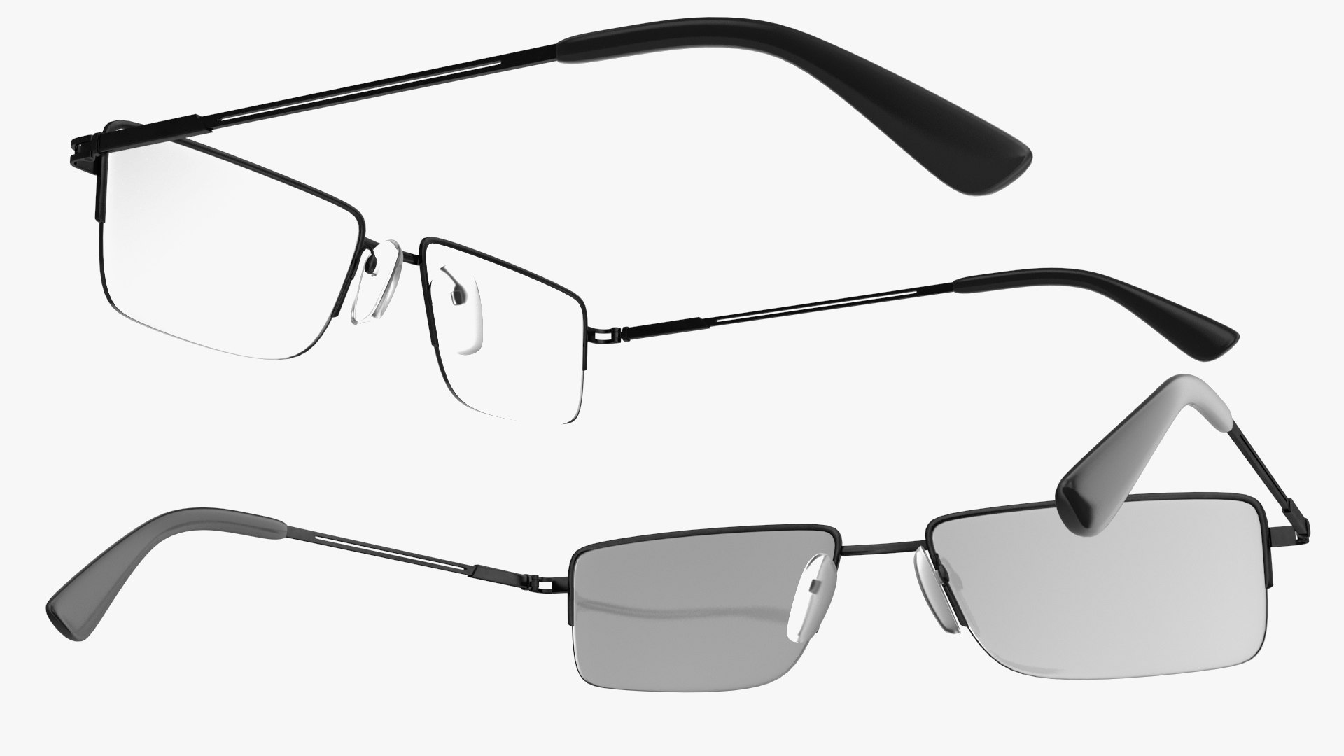 3D Rectangular Reading Glasses with Black Frame - TurboSquid 2146827