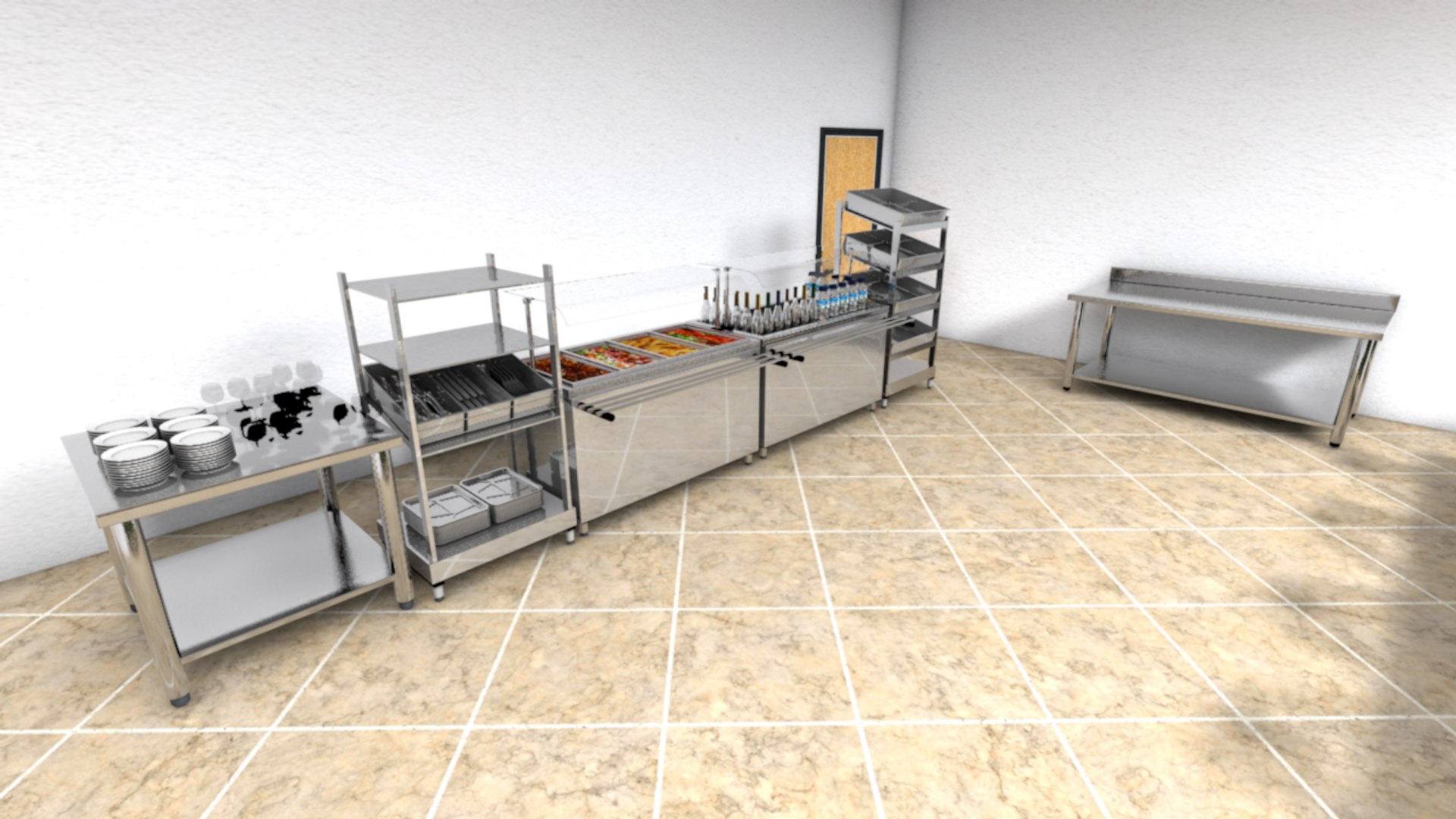 3d model of self service counter