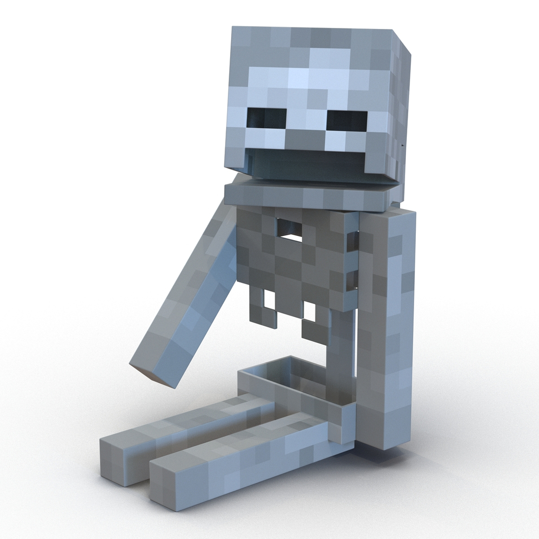 3d minecraft skeleton rigged model