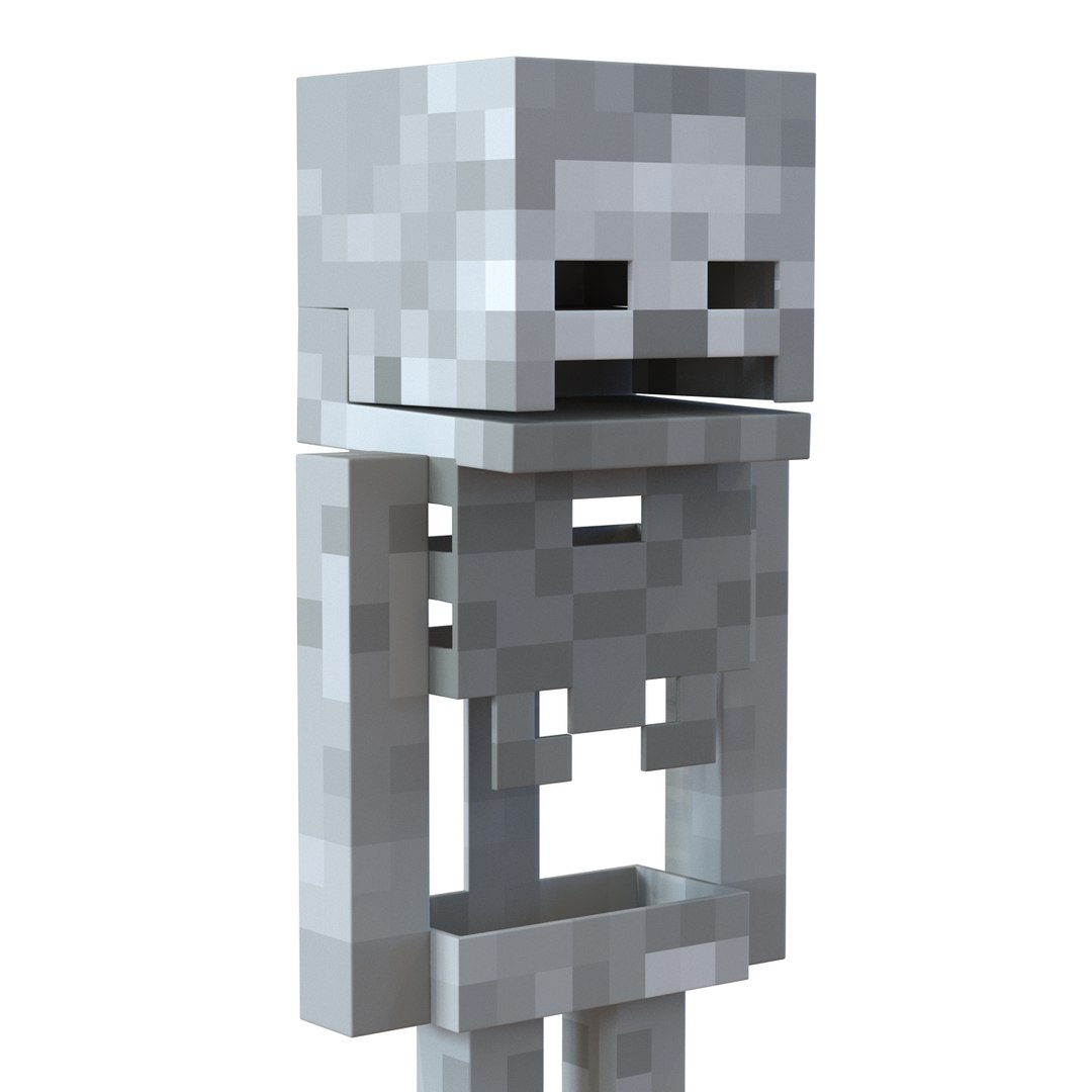 3d minecraft skeleton rigged model