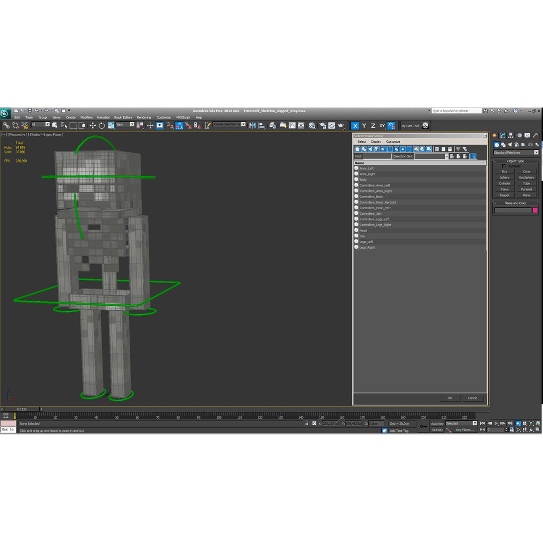 3d Minecraft Skeleton Rigged Model