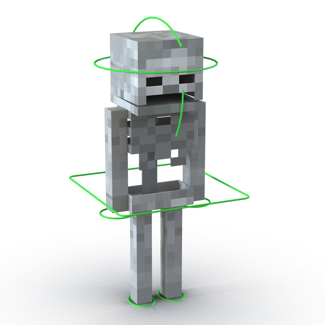 3d Minecraft Skeleton Rigged Model