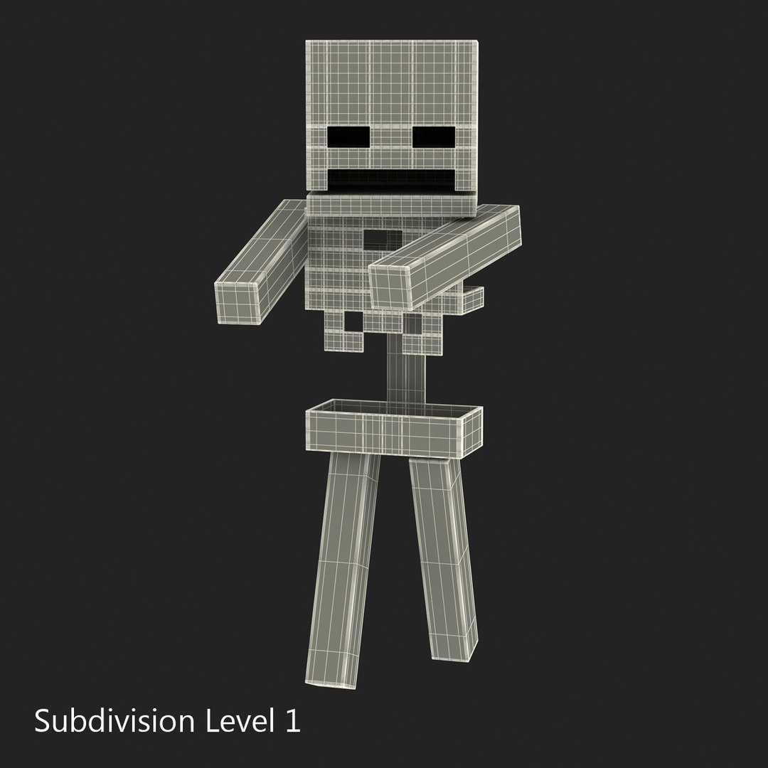 3d Minecraft Skeleton Rigged Model
