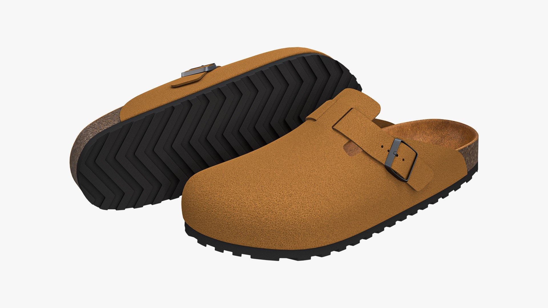 Clog Sandals Brown Leather model - TurboSquid 2142561