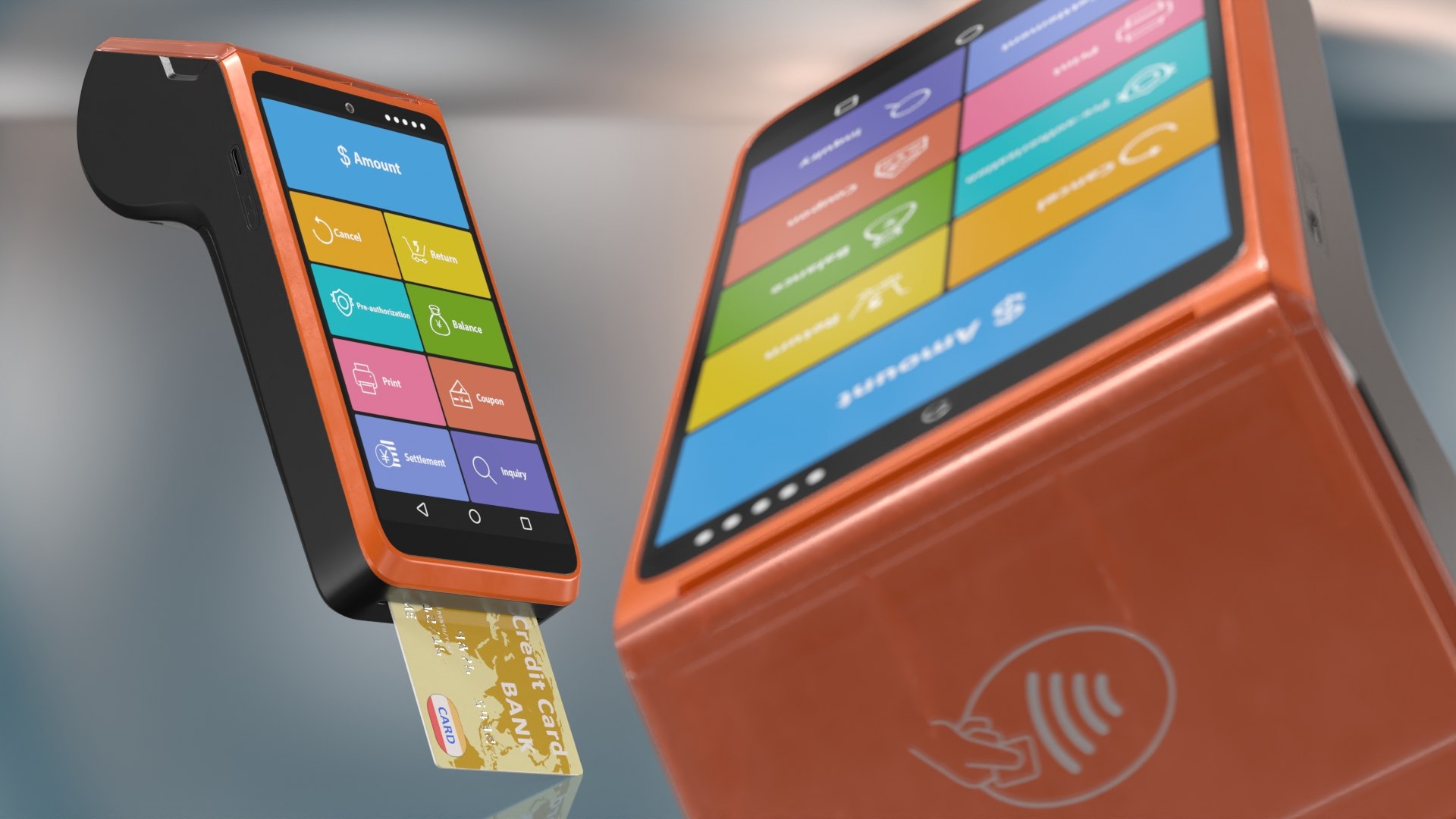 3D Model Handheld POS Terminal With Payment Card - TurboSquid 2516667