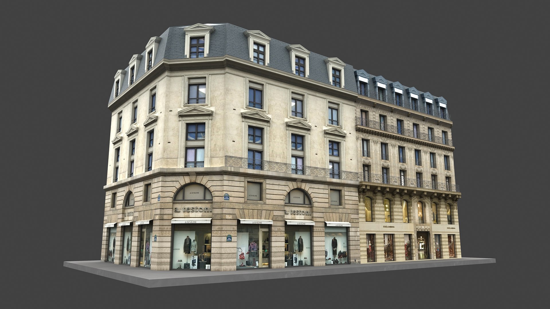 Typical Parisian Corner Building 04 3D Model - TurboSquid 1717175