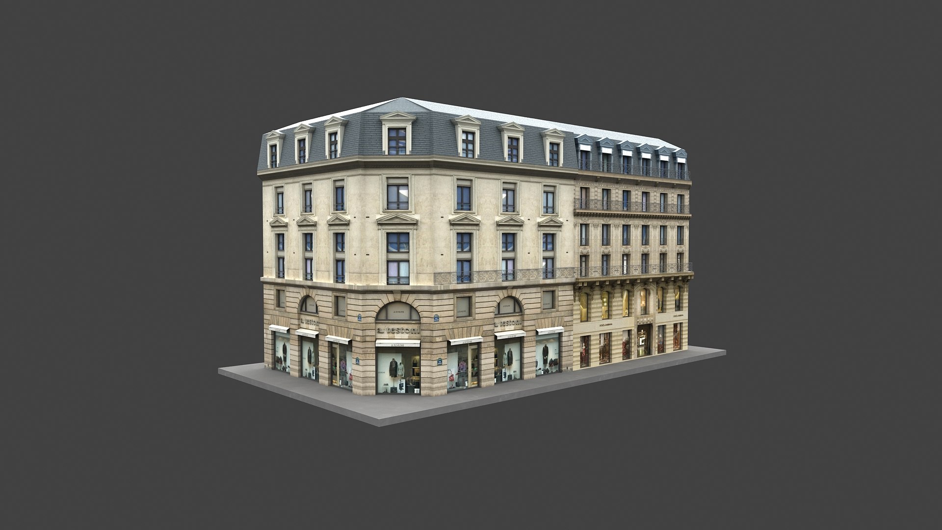 Typical Parisian Corner Building 04 3D model - TurboSquid 1717175