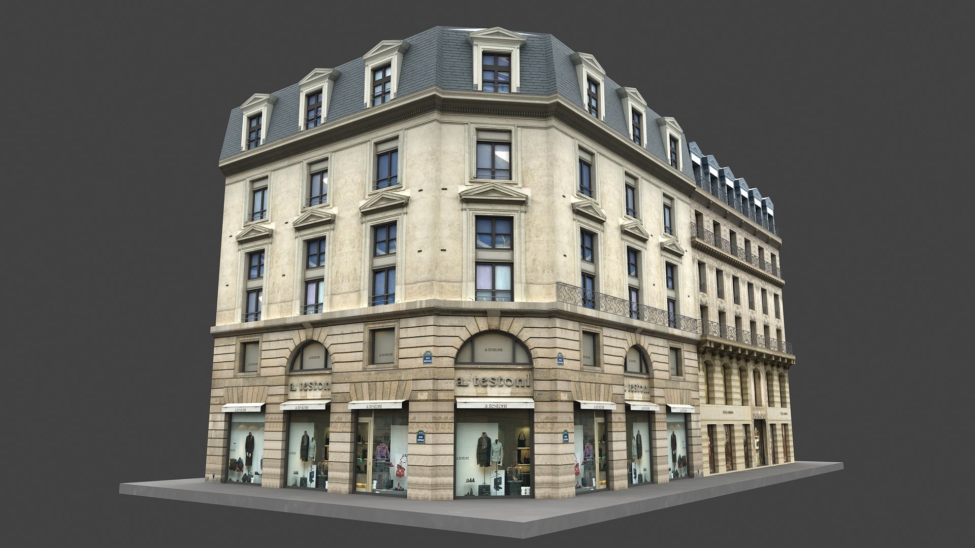 Typical Parisian Corner Building 04 3D Model - TurboSquid 1717175