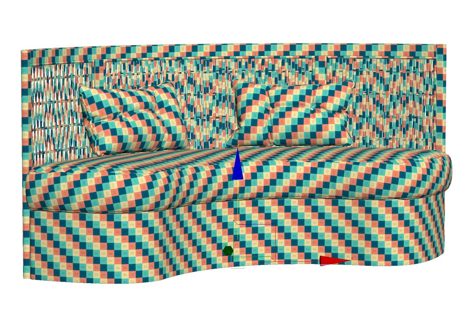 Isabel Wooden Rattan Loveseat IS25 By Bpoint Design 3D Model ...