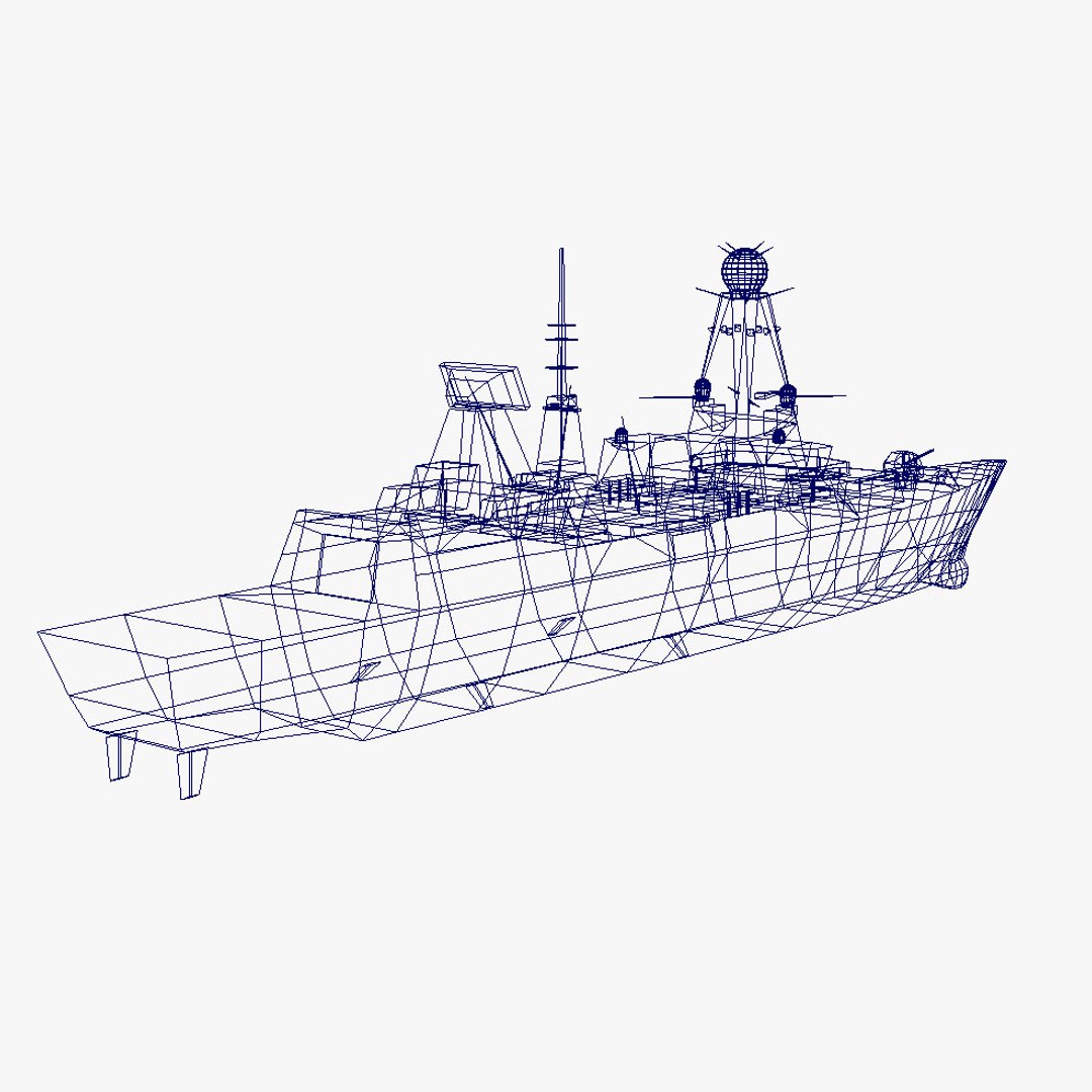 3d Type 45 Destroyer Low-polygon