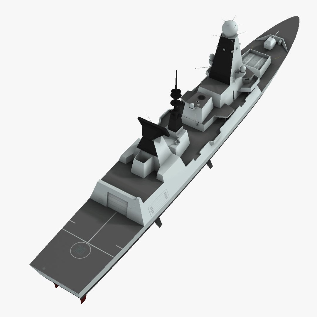 3d Type 45 Destroyer Low-polygon