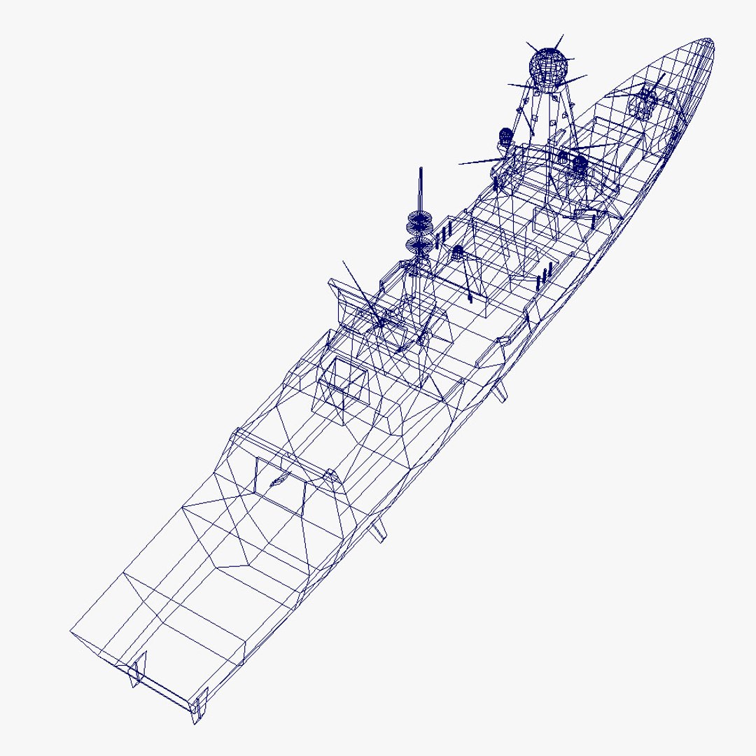3d Type 45 Destroyer Low-polygon