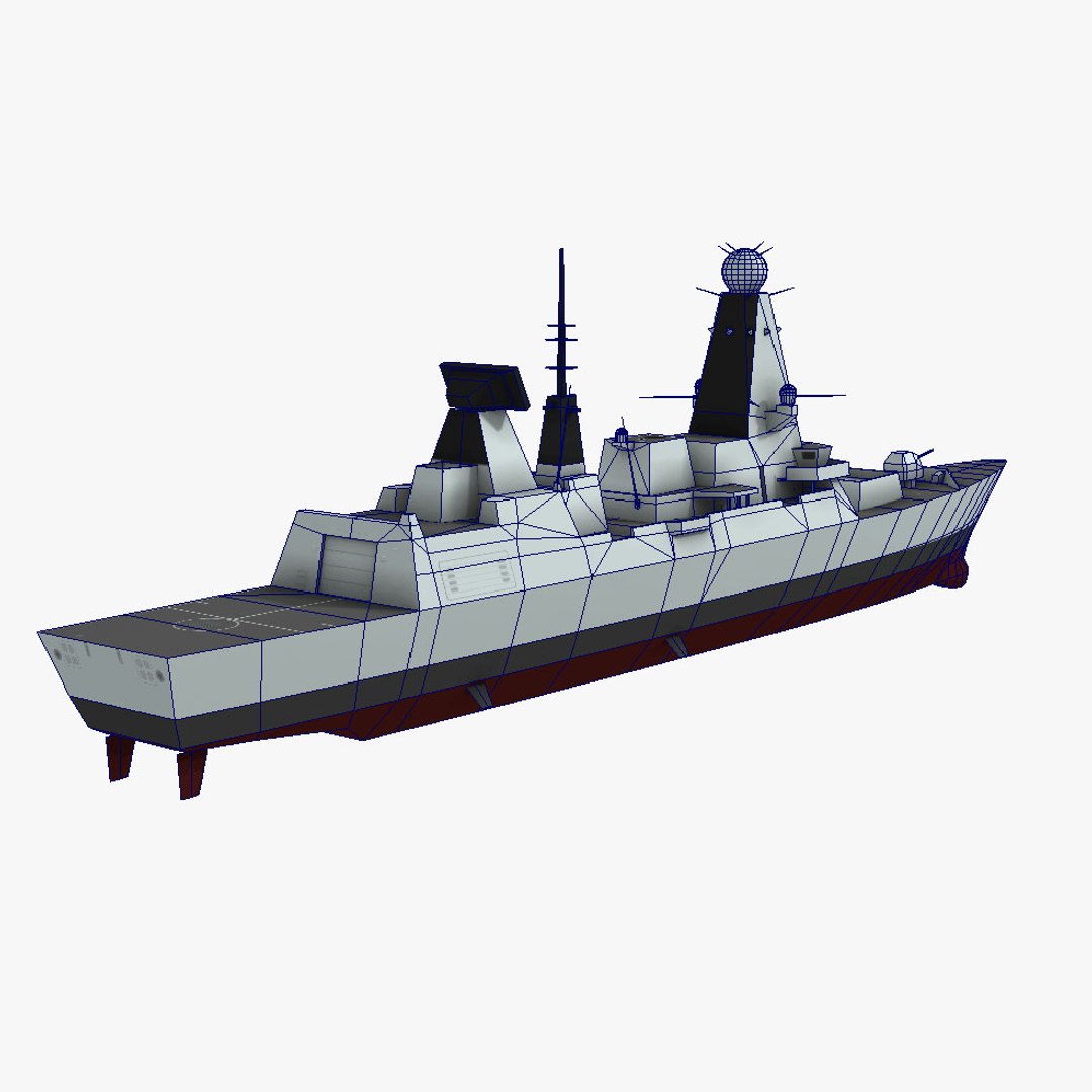 3d Type 45 Destroyer Low-polygon