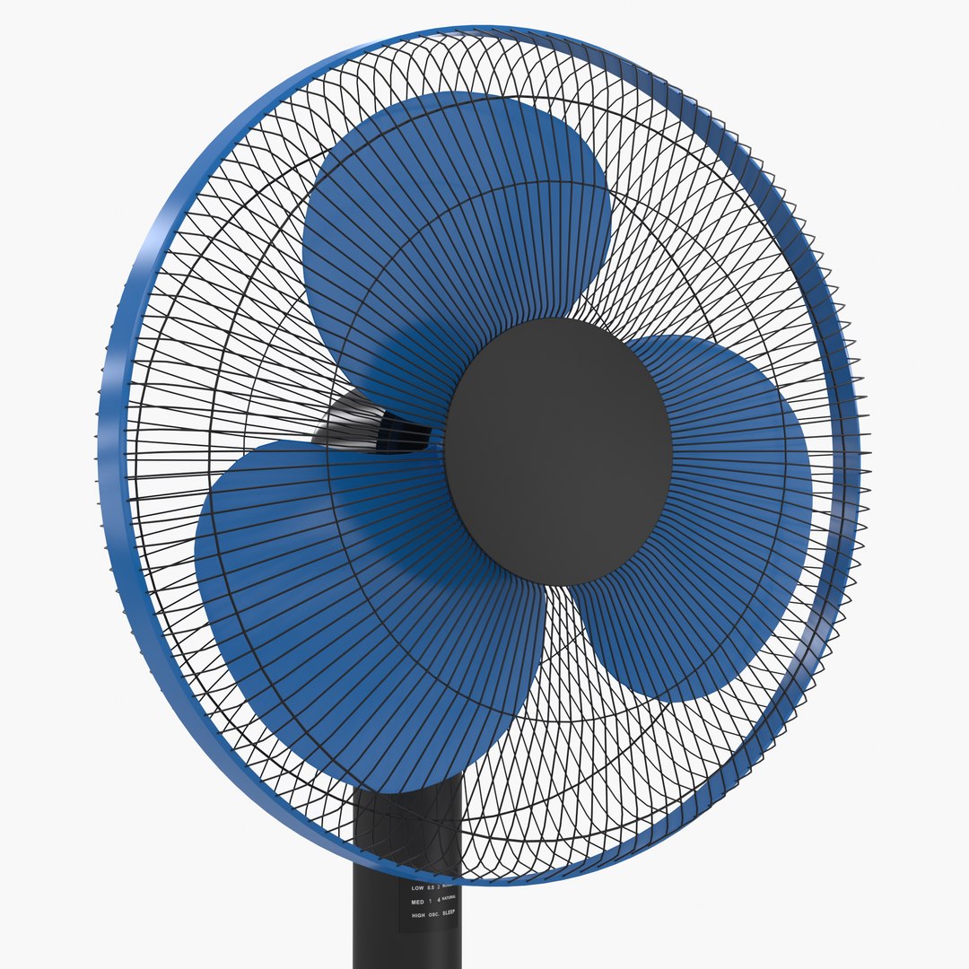 3D Dark Blue Pedestal Fan - TurboSquid 2174424