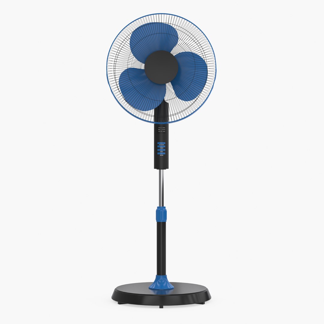 3D Dark Blue Pedestal Fan - TurboSquid 2174424