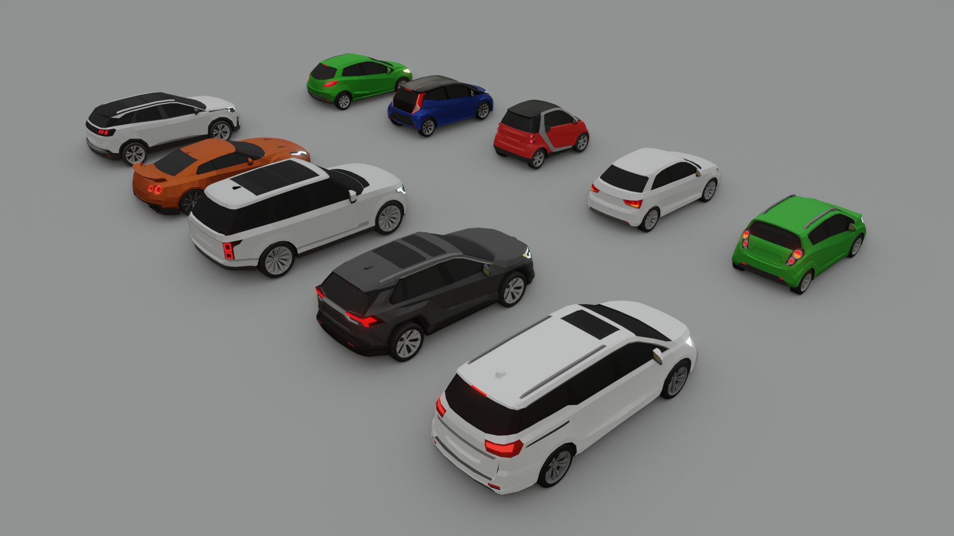 3D Model Collection Of 10 Low Poly Cars - No Brands - TurboSquid 1790273