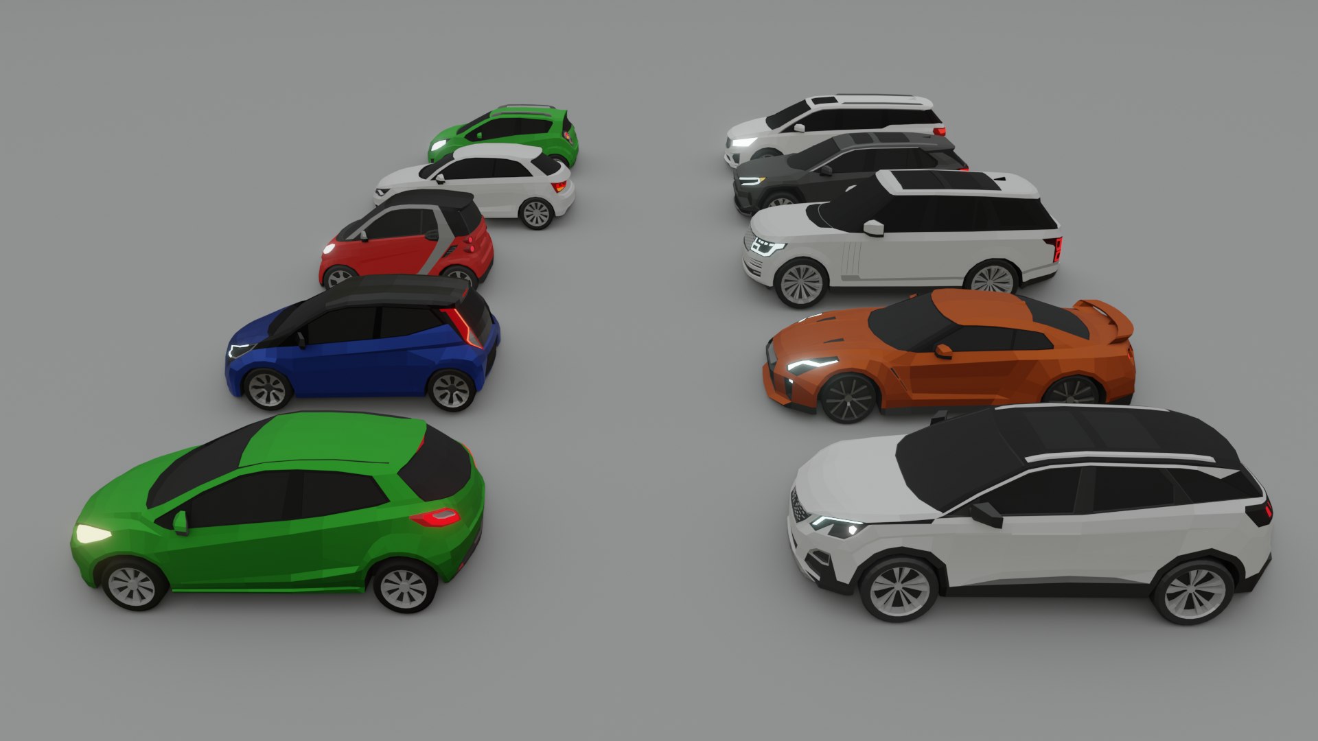 3D Model Collection Of 10 Low Poly Cars - No Brands - TurboSquid 1790273