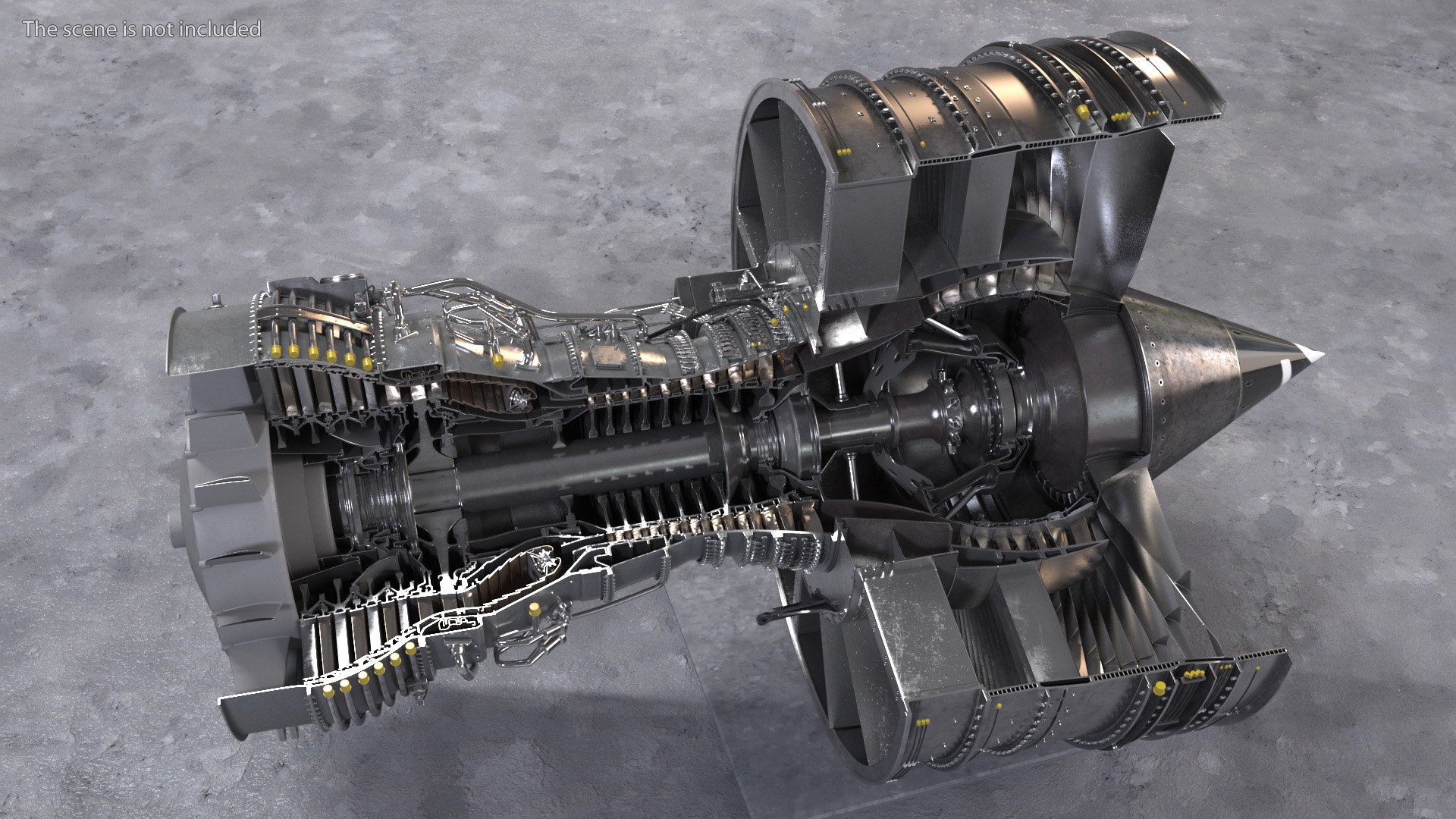 turbofan aircraft engine sectioned max