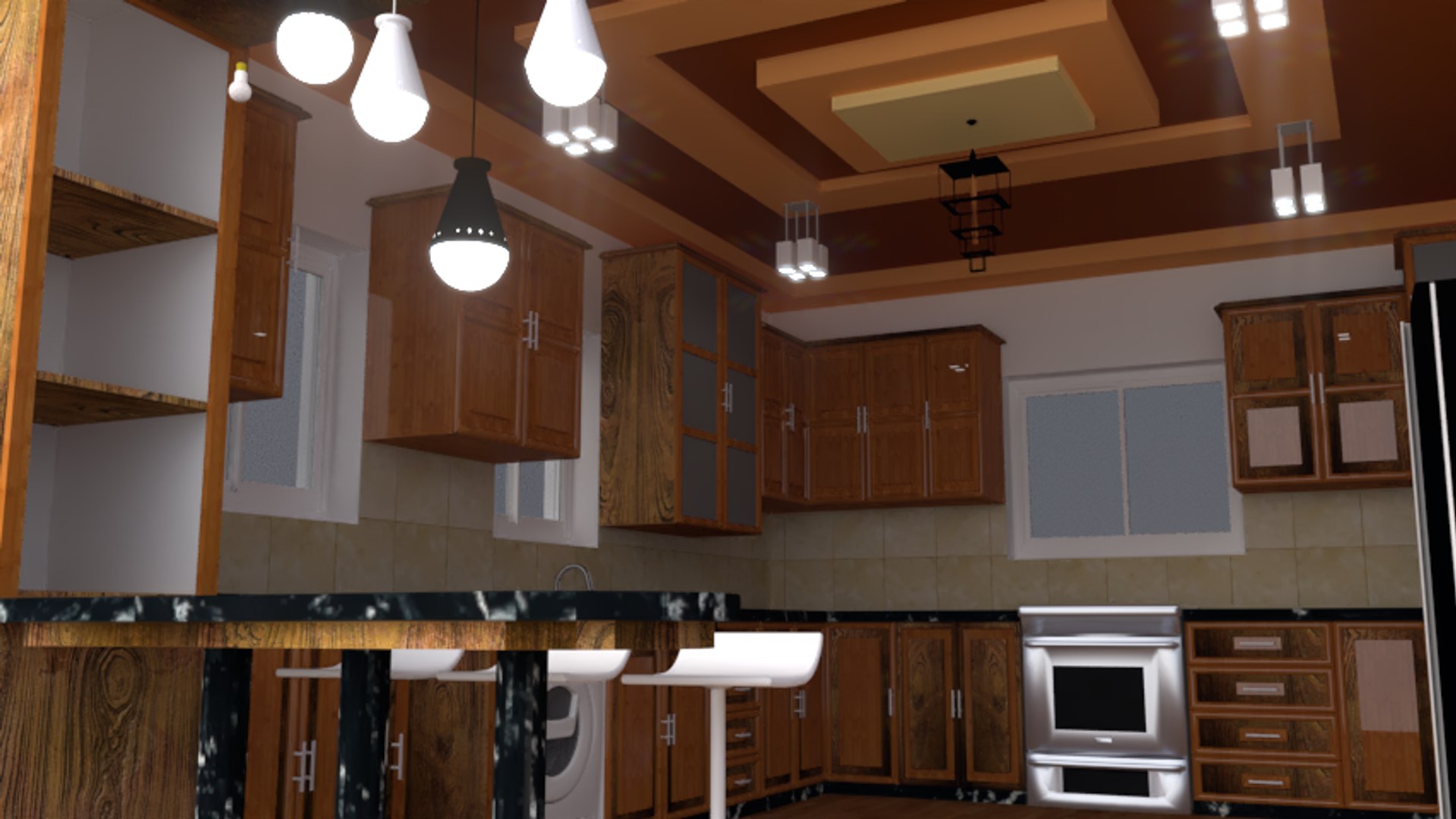 3D Kitchen Interior Model - TurboSquid 1563337