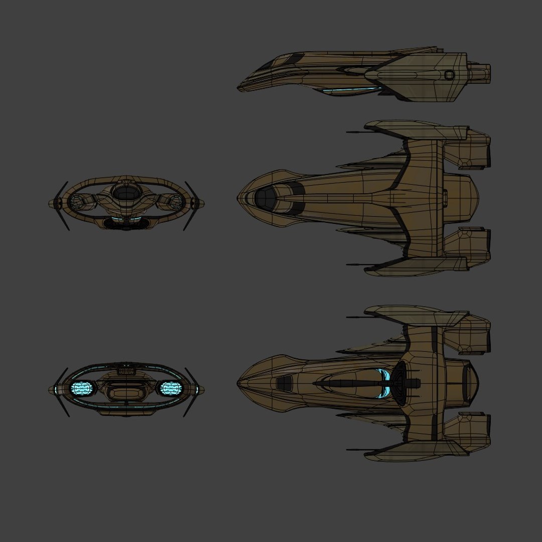3d Gunship Spaceship Model