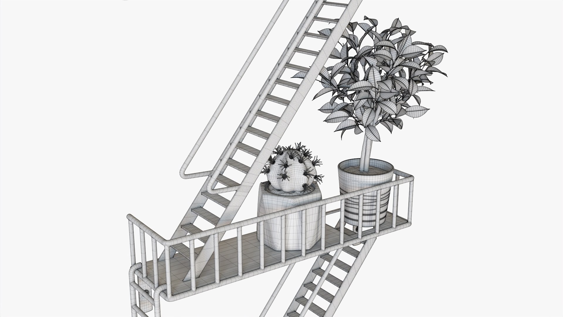 Decorative wall shelf with plants 01 3D model - TurboSquid 1842838