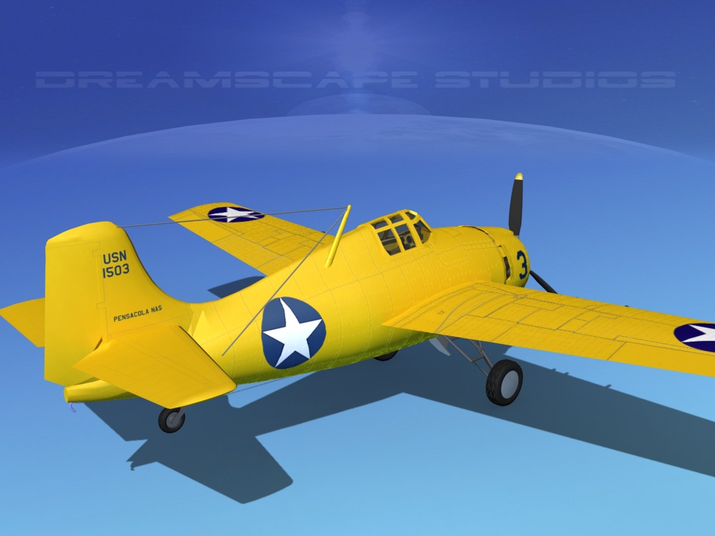 3d model of grumman f4f-3 fighter aircraft