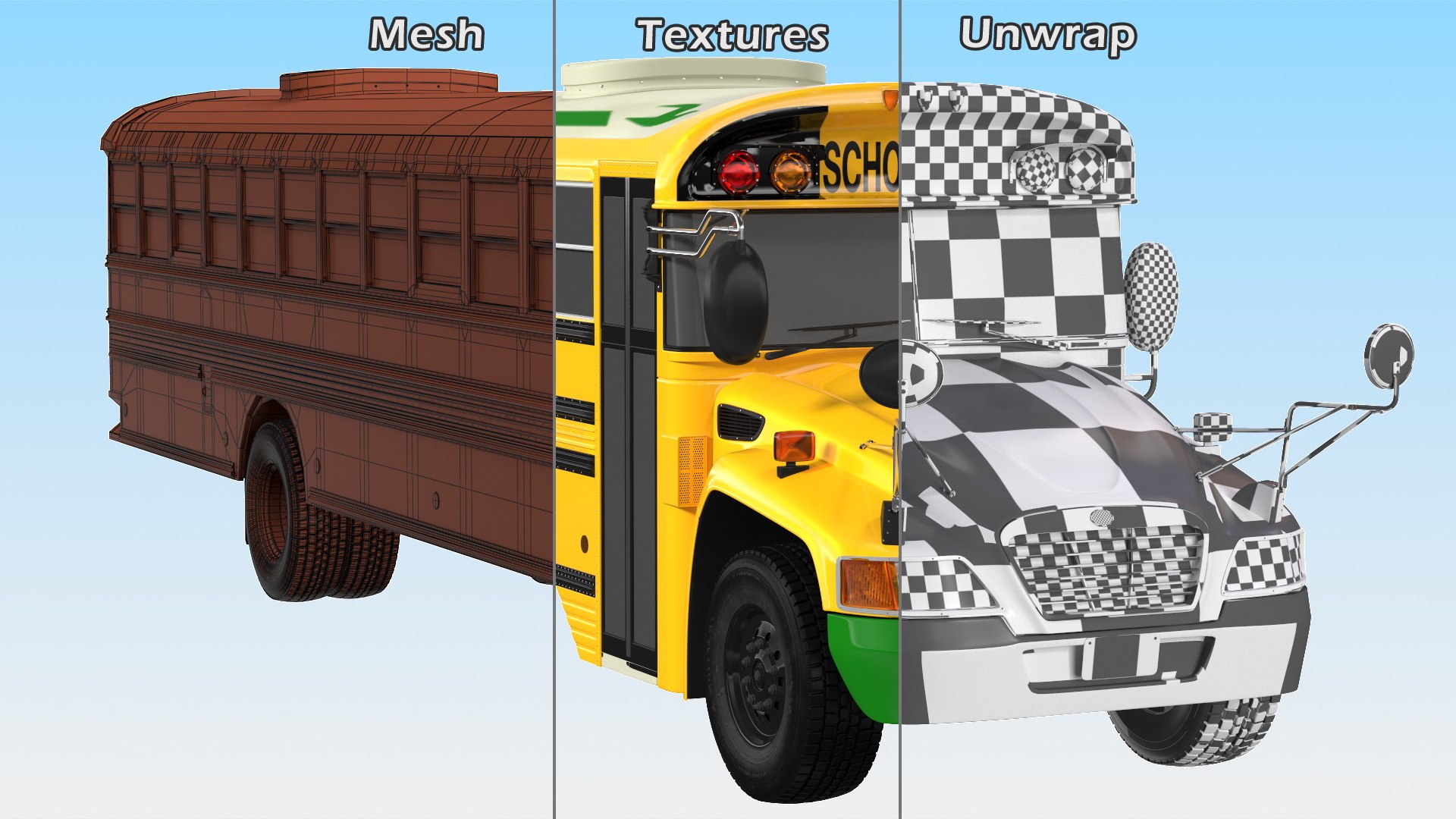 3D model Electric Blue Bird Vision School Bus Exterior Only ...