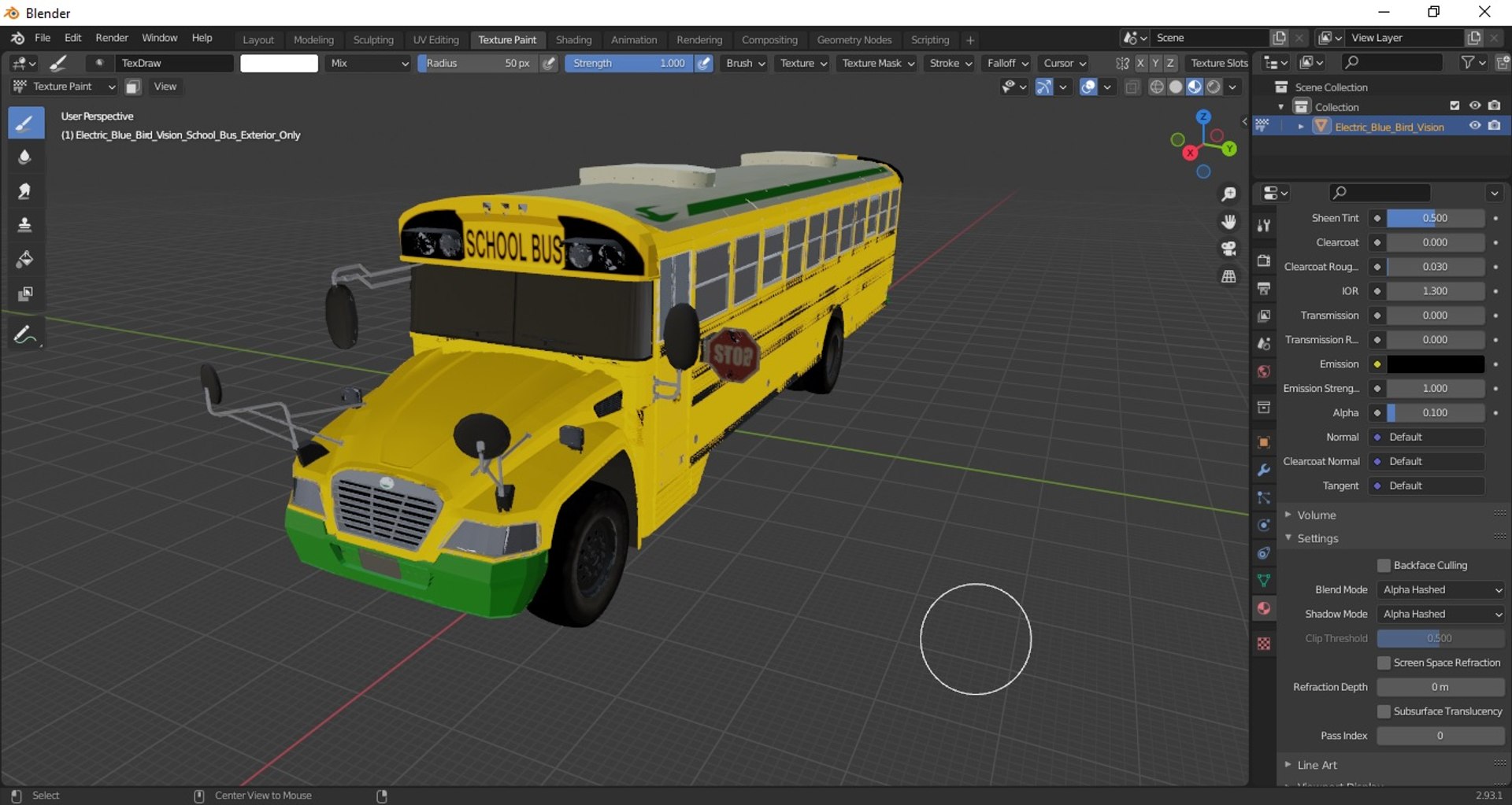 3D model Electric Blue Bird Vision School Bus Exterior Only ...