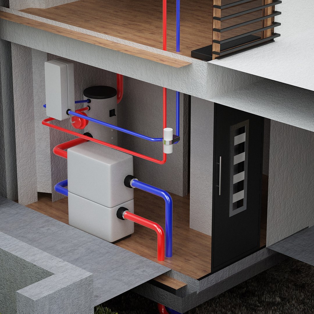 3d model residential heat pump
